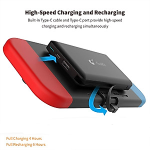 Emperor of Gadgets Portable Power Bank Compatible for Nintendo Switch, 10000mAh 5V/3A Flash Rechargeable Extended Battery Backup Charger Case for Smartphone and Switch