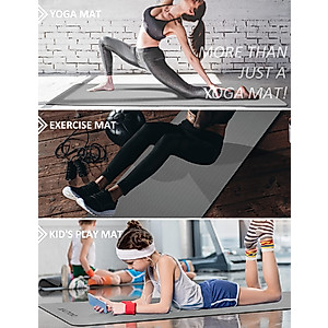 Yoga Mat with Strap, 1/3 Inch Extra Thick Yoga Mat Double-sided Non Slip, Professional TPE Yoga Mats for Women Men, Workout Mat for Yoga, Pilates and Floor Exercises