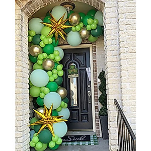 Enanal St.Patrick’s Day Balloon Garland Arch Kit, 146pcs Green Balloons with Clover Rainbow 4D Gold Foil Balloons for St.Patrick Day Party Birthday Baby Shower Decorations (St. Patrick's Day)