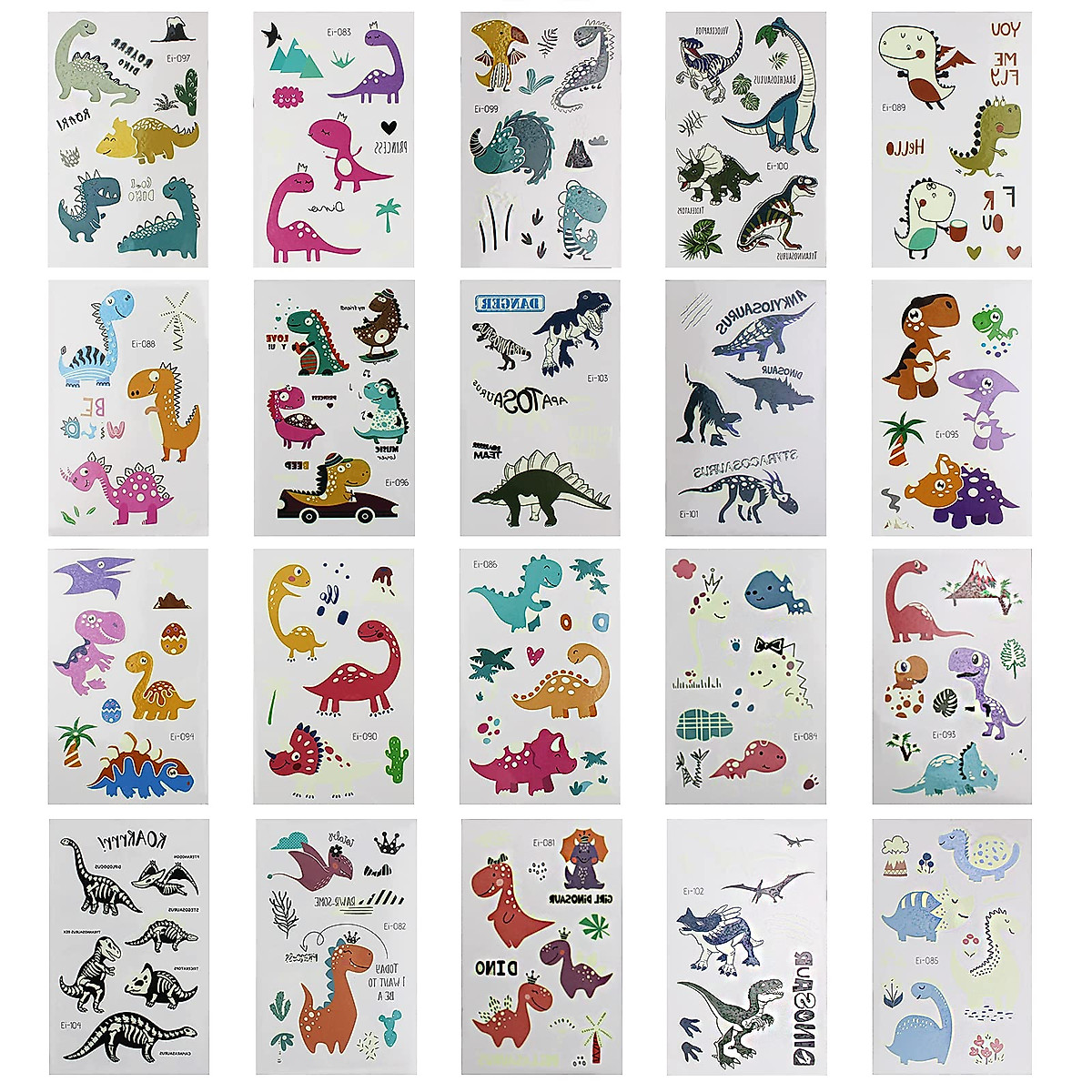 Luminous Dinosaur Temporary Tattoos for Kids,160 Styles (20 Sheets) Glow Dinosaur Decorations for Birthday Party Supplies Favors for Boys and Girls, Dinosaur Tattoos Stickers (Dinosaur)