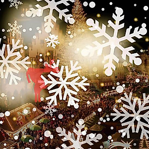 S5E5X Christmas Light Snowflake Projector, HD Waterproof Moving Patterns Rotating LED Projection Lamp for Christmas Party Decorations, Landscape Light for Home Outdoor Garden Courtyard Wall (Black)