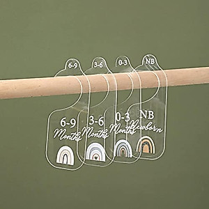 AYFFDIYI Baby Clothes Dividers,7PCS Acrylic Closet dividers Hanger separators,Baby Clothes dividers for Closet from Newborn to 24 Months,Clothes Hanging Organizers