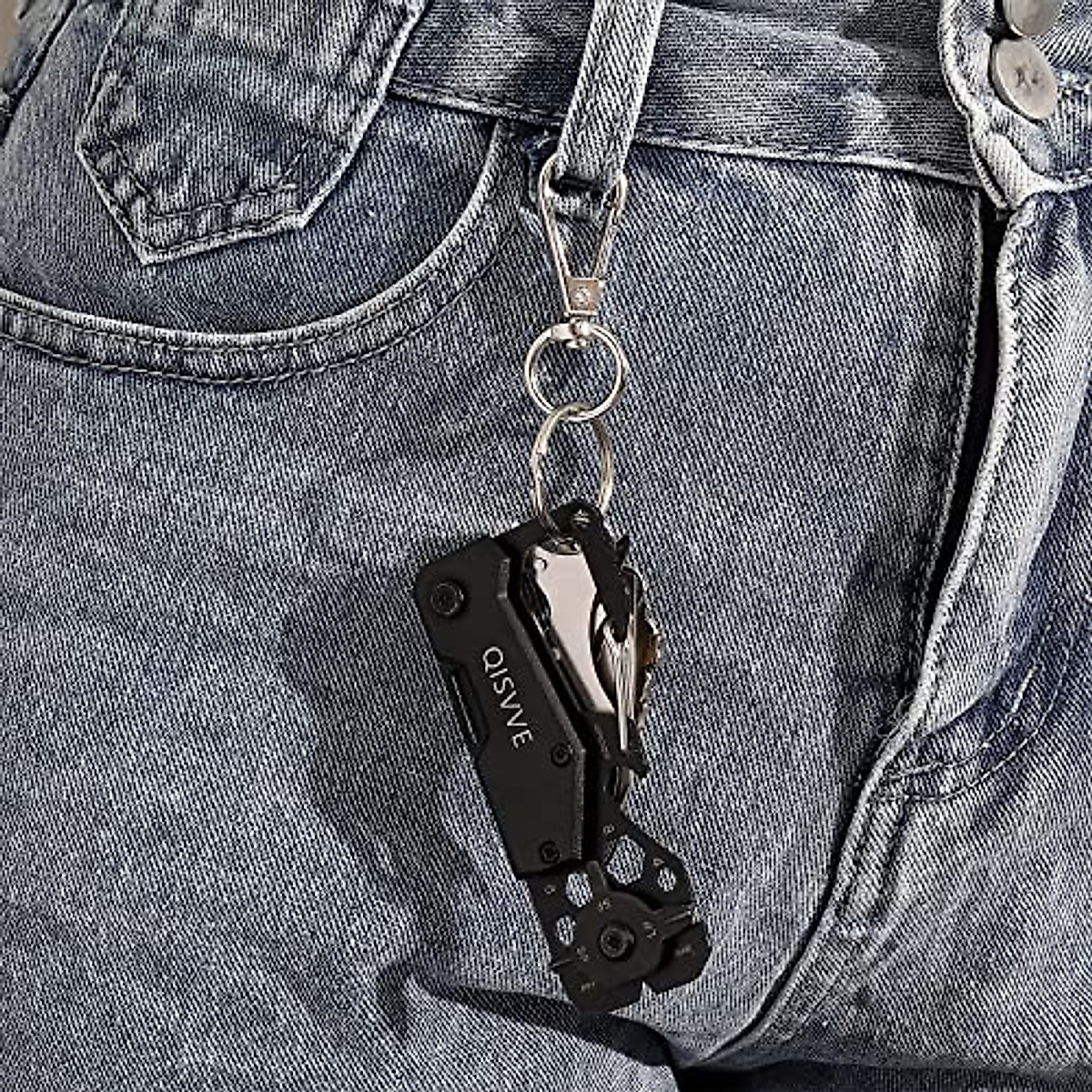 QISVVE Carabiner Key Ring Clip, Car Keychain Clip, Bottle Opener EDC Key Chain for Men and Women Black