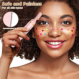 leuxe Eyebrow Trimmer and Facial Hair Remover Cordless Hair Remover for Face,Lips,Armpit,Portable Rechargeable Bikini Shaver (Pink)
