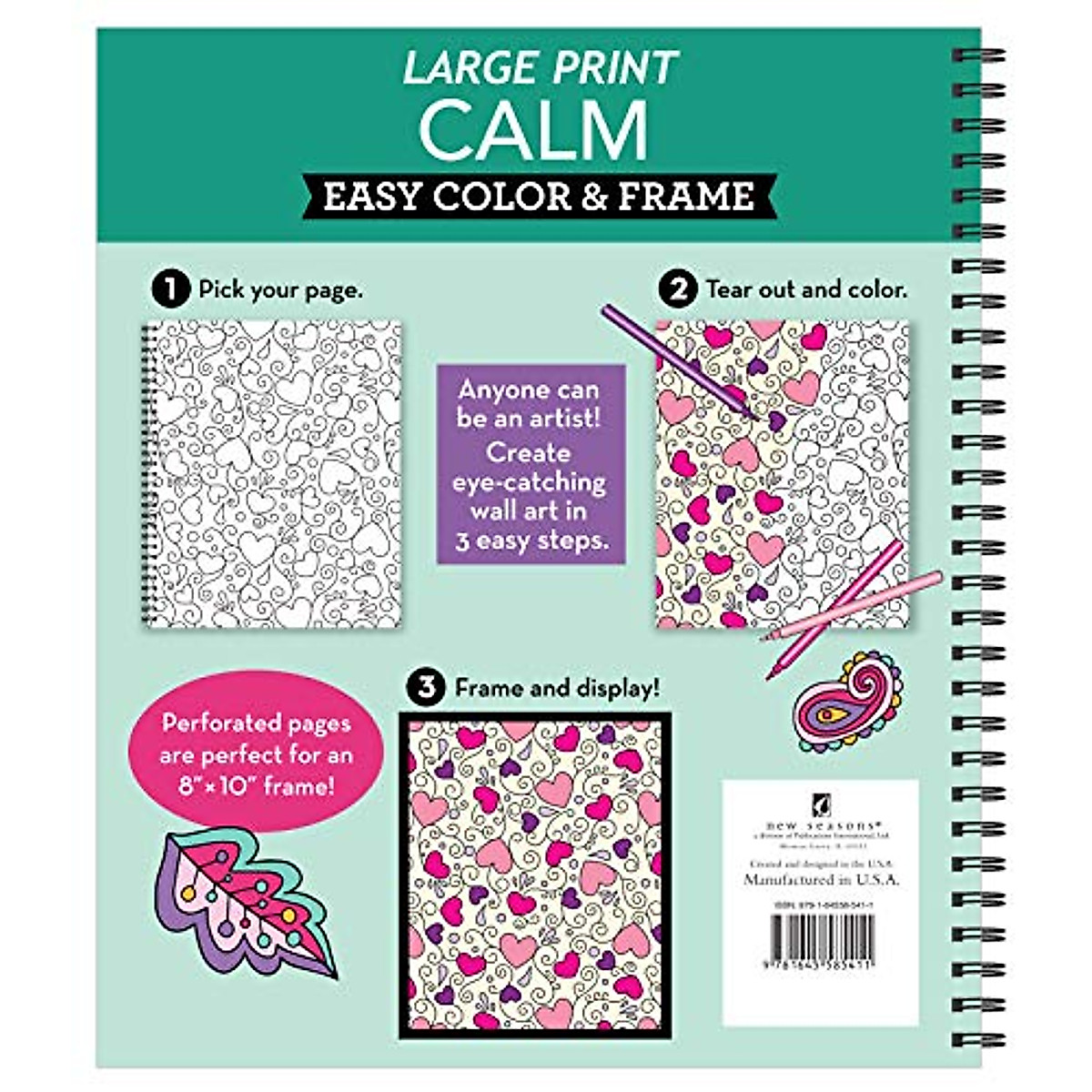 Large Print Easy Color & Frame - Calm (Stress Free Coloring Book)