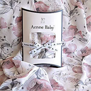 Aenne Baby, Muslin Swaddle Blanket for Girls, Infant Toddler Quilt, Swaddle Wrap for Girls, Luxurious Soft and Silky Stroller Cover, Floral Poppy Pink Blankie, Large 47"x 47", 1 Pack