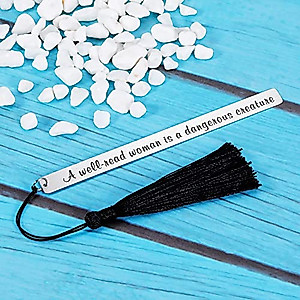 Christmas Bookmarks for Women Friend Book Lover Inspirational Birthday Valentines Day Gifts for Teen Girls Sister Teacher Boss Lady Her Bookworms A Well Read Woman is a Dangerous Creature Bookmarker