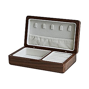 ZZYINH AN207 Wooden Jewelry Box Storage Box Small Exquisite Jewelry Hanging Necklace Earrings Ring Portable Jewelry Box Small Jewelry (Color : Walnut)