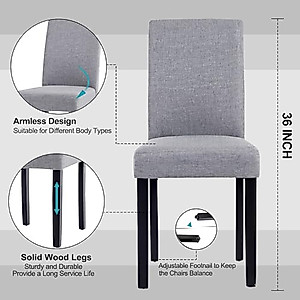 IULULU Dining Set of 4 Kitchen Upholstered Parsons Accent Chair with Padded Seat Back and Wood Legs for Living Room, Modern, Grey