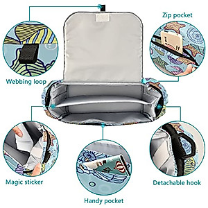 Sinestour Cute Animals Stroller Organizer with Cup Holder Universal Stroller Organizer Bag Detachable Shoulder Strap Stroller Accessories for Diaper Phone Toys Keys Fit All Baby Stroller