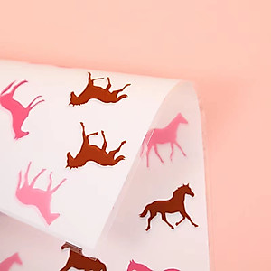 50 Pieces Horse Pink Treat Bags Horse Cellophane Candy Bags Horse Racing Plastic Goodie Storage Bags Horse Party Favor Bags with Twist Ties for Cowboy Theme Birthday Party Supplies