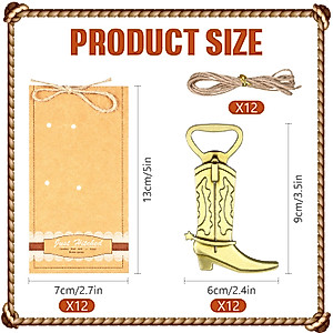 12 Pcs Cowboy Boot Bottle Openers Metal Boot Bottle Openers Stainless Steel Bottle Openers for Wedding Birthday Anniversary, Bronze