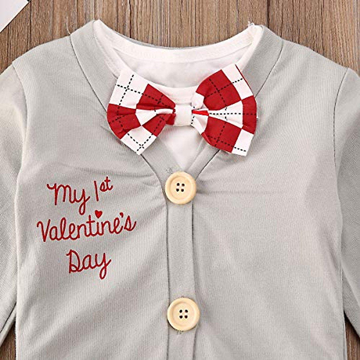 Infant Baby Boy Valentines Day Clothes My First Valentines Day Romper Bodysuit Pants Outfits Set 3PCS (Valentine's Day, 0-6M)