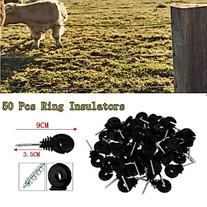 50 Pcs Black Electric Fence Insulator Screw-in Insulator Fence Ring Post Wood Post Insulator and 1 Pc Insulator Socket Tool(Grid System Accessories for Animal Husbandry Electronic)