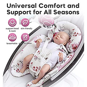 Mamatepe Infant Insert Compatible with 4moms Mamaroo RockaRoo & Graco DuetSoothe Swing, Reversible Newborn Insert Head & Body Support Cushion,Breathable Soft Fabric, Machine Washable, Blush Pink, 1Pcs