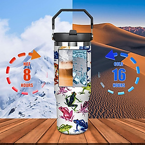 ysnifeiw 30oz Frog Tumbler with Handle and Straw, Stainless Steel Insulated Frog Cup with Top Handle and Lid, Frog Coofee Mug Gifts for Women Men