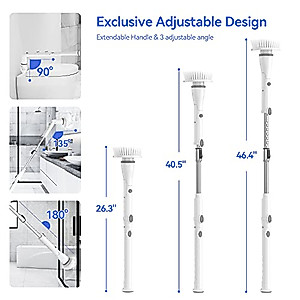 Electric Spin Scrubber,360 Power Scrubber with Long Handle and Cordless,4 Replaceable Brush Heads.Power Cleaning Brush for Bathroom, Tub, Tile, Floor