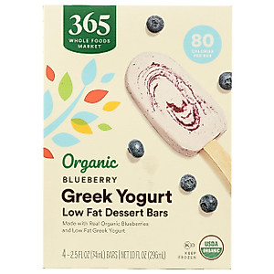 365 by Whole Foods Market, Frozen Yogurt Greek Blueberry Organic, 2.5 Fl Oz, 4 Pack