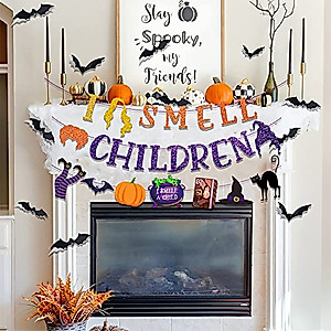 Hocus Pocus Glitter Banner Hocus Pocus Decorations Halloween Witch party Decorations Hocus pocus party decorations I smell Children Banner for Hocus Pocus Party Supplies(Two L is overlap)