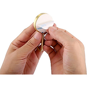 Sveudvdis 2 Pack Adhesive Hooks, Brass Wall Hooks, Bath Towel Hook for Wall Decorative, Self Adhesive Hooks Wall Hangers Without Nails for Entryway Kitchen Bathrooms Door (White)