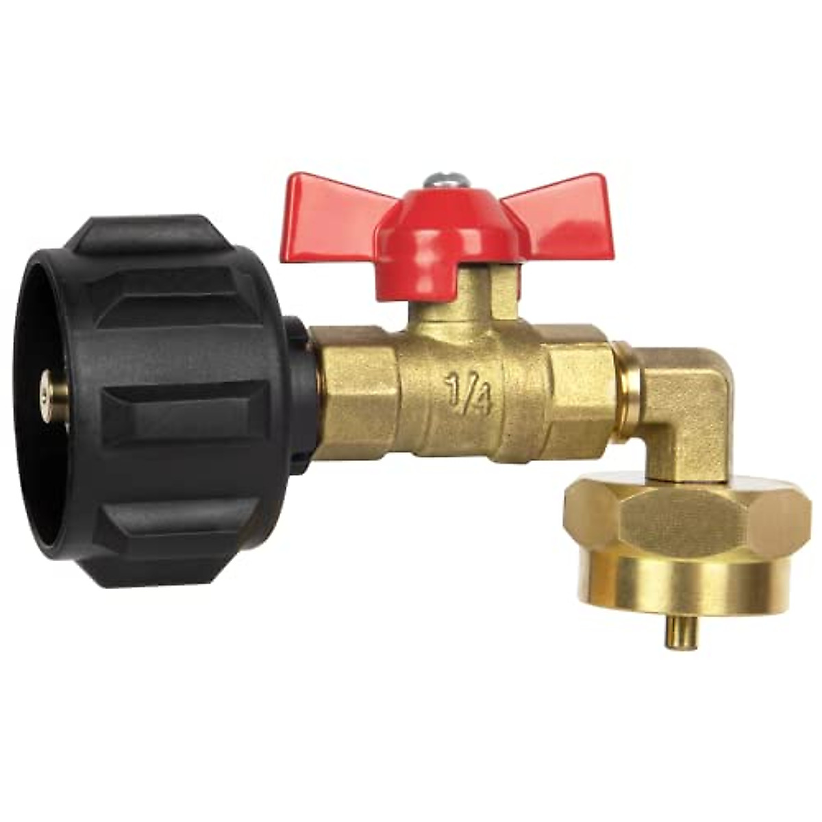 GASPRO Upgraded Propane Refill Adapter with Valve, Fill 1 lb Bottles from 20 lb Tank, 90-Degree Elbow Design, Easy to Use, Solid Brass