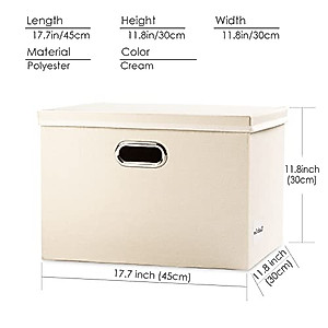 PRANDOM Large Collapsible Storage Bins with Lids [3-Pack] Fabric Foldable Storage Boxes Organizer Containers Baskets Cube with Cover for Home Bedroom Closet Office Faint Yellow(17.3x11.8x11.8)