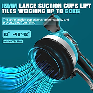 Seesii KP-160B Tile Vibration Tool, Cordless Tile Vibrator Leveling Machine with 2×2000mAh Batteries, 160mm Large Suction Strong Grip, 12-Speed Adjustable Tile Tools for Floor/for the Pro and DIY