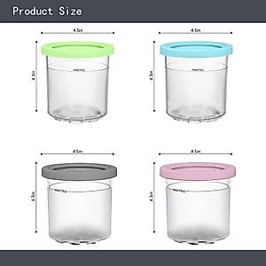 EVANEM 2/4/6PCS Creami Deluxe Pints, for Creami Ninja Ice Cream Deluxe,16 OZ Creami Pint Containers Bpa-Free,Dishwasher Safe Compatible NC301 NC300 NC299AMZ Series Ice Cream Maker,Pink+Green-4PCS
