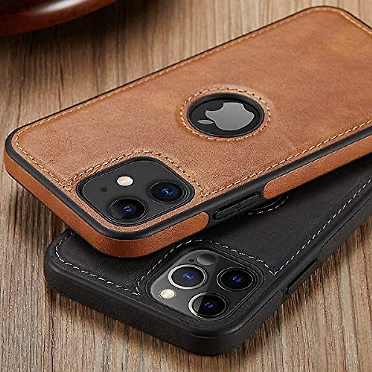 Casus Logo View Compatible with iPhone 12 Pro Max Case Slim Premium Vegan Leather Classic Luxury Elegant Thin Cover (2020) 6.7" (Brown)