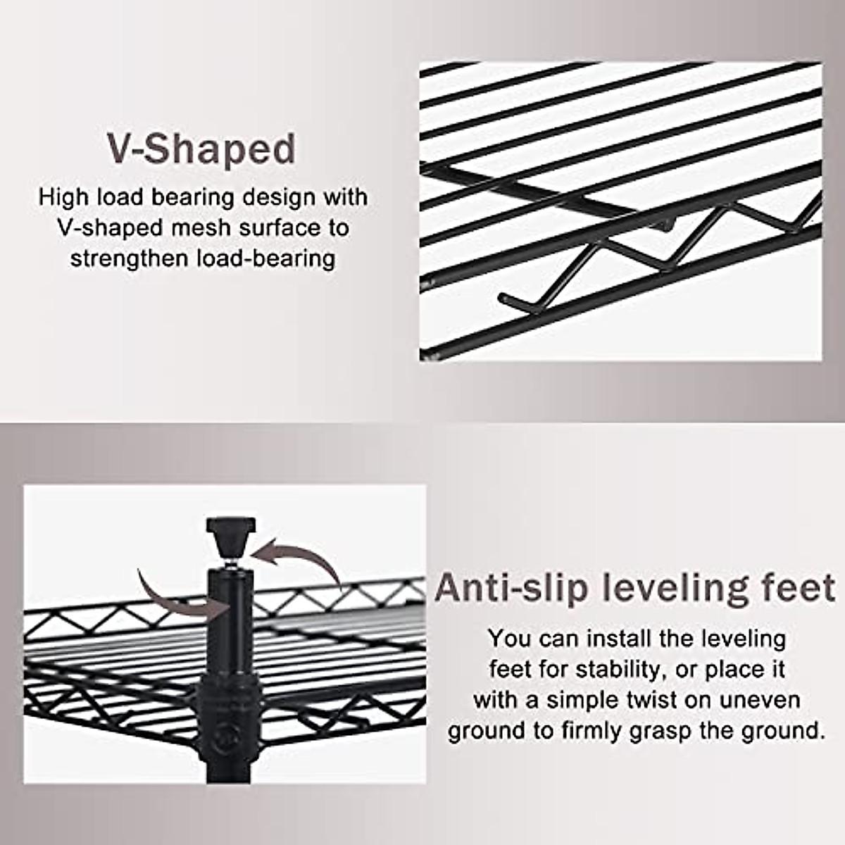 XXkseh 5 Tier Wire Shelving Unit Metal Storage Shelves Heavy Duty NSF Height Adjustable Commercial-Grade Storage Rack Garage Storage Pantry Shelves for Storage, Black