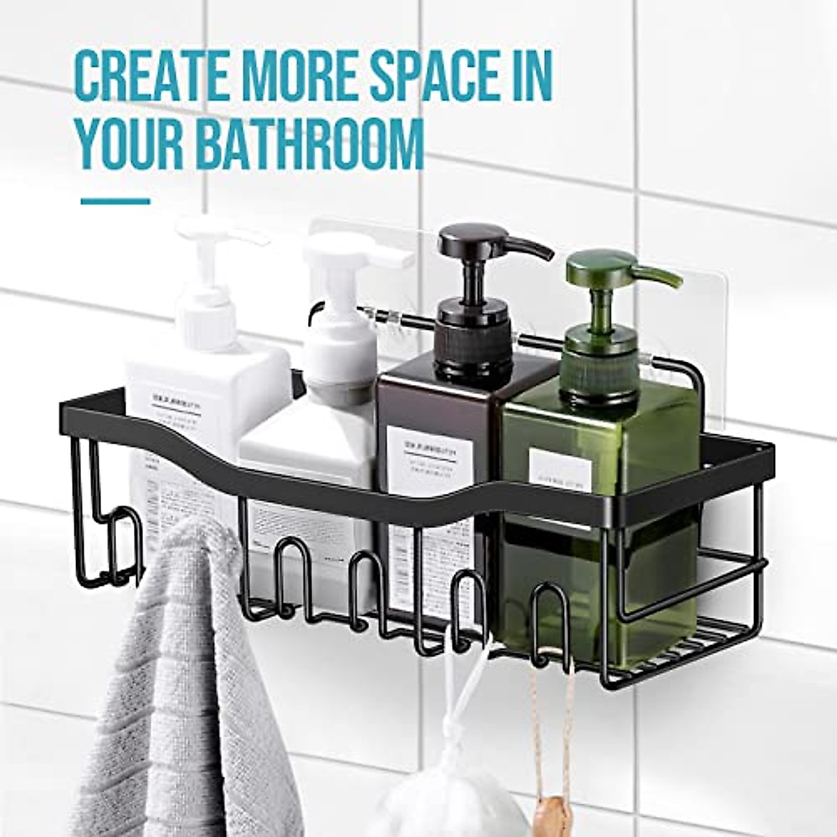 Gocvo Shower Caddy, 5 Pack Shower Shelves Bathroom Organizer No Drilling Adhesive Shower Wall Shelves Rustproof Stainless Steel Storage Shower Rack