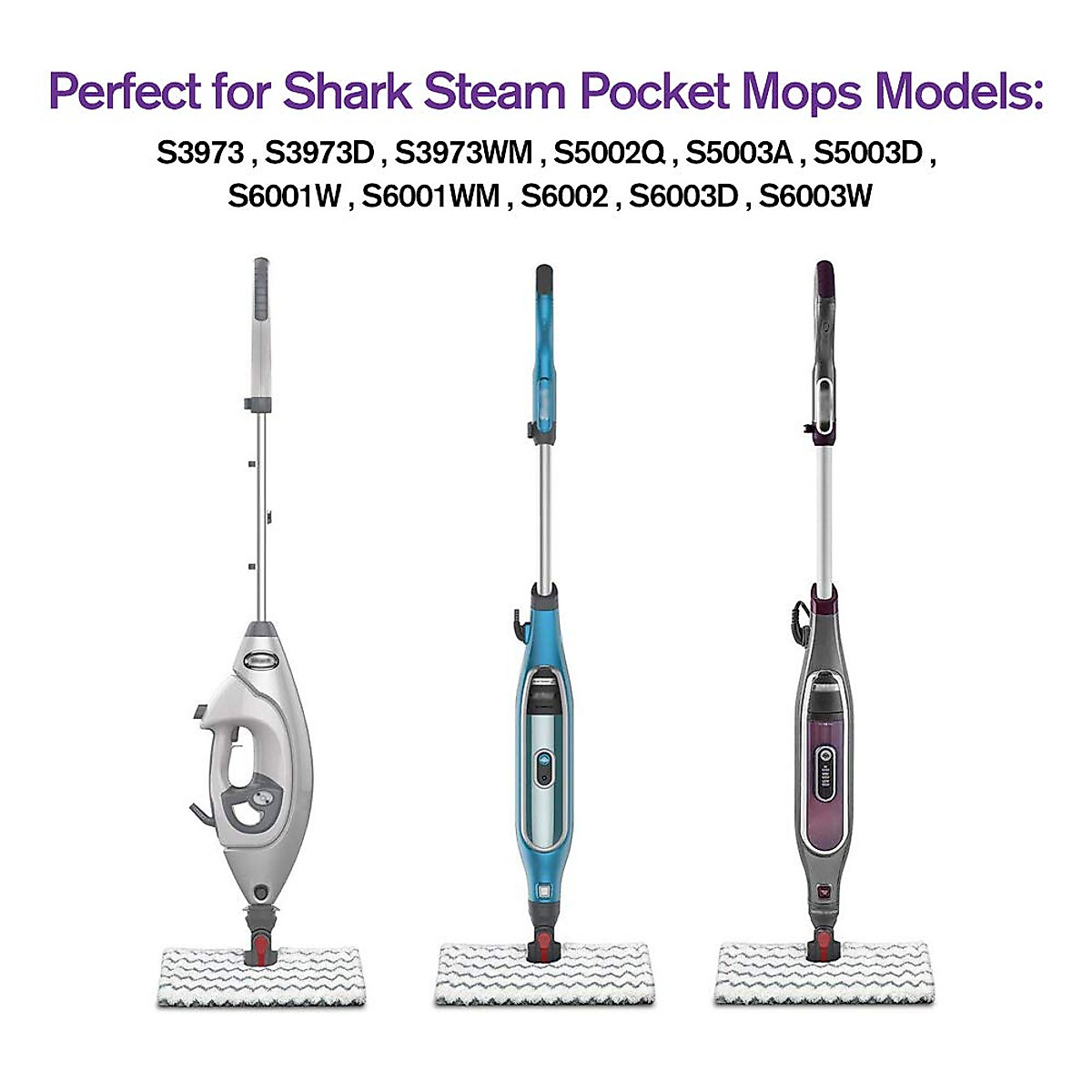 FUSHUANG 4 Pack Steam Mop Pads Compatible Shark Lift Away Pro & Genius S3973 S3973D S3973WM S5002Q S5003A S6001 S6002 S6003 Steam Mop, Part XTP184 & P184WQ