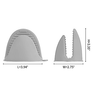 Vaincre 4PCS Silicone Oven Mitts Heat Resistant, Silicone Potholders for Kitchen, Mini Oven Mitts Rubber Oven Glove, Kitchen Mittens Pinch Mitts, Cute Cooking Mitts (Black and Gray)