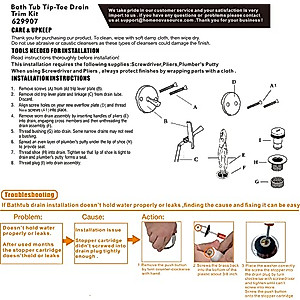 Artiwell Tip-Toe Tub Trim Set with Two-Hole Overflow Faceplate, Replacement Bath Drain Trim Kit with 2-Hole Overflow Faceplate and Universal Fine/Coarse Thread (MATT Black)