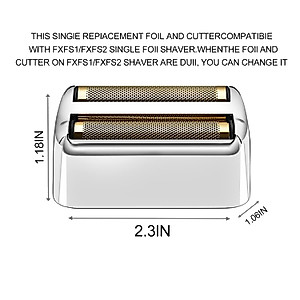 2 PACK silver Shaver Replacement Foil and Cutters compatible with BaByliss Barberology Double FXFS2 Metal shaver foil replacement