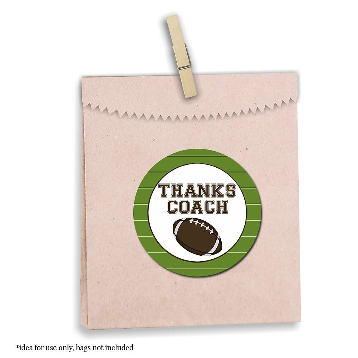 Football Team Coach Appreciation Thank You Sticker Labels, 40 2" Party Circle Stickers by AmandaCreation, Great for Envelope Seals & Gift Bags