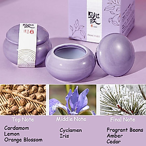 BYVUTE Solid Perfume, Floral Scent Fragrance All Natural Ancient Chinese Craftsmanship for Women Girls Travel Friendly with Ceramic Jar (Purple)