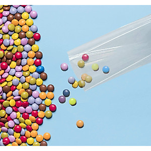 Purple Q Crafts Clear Plastic Cellophane Bags with 4" Colored Twist Ties for Gifts Party Favors (2"x10" 100 Pack)