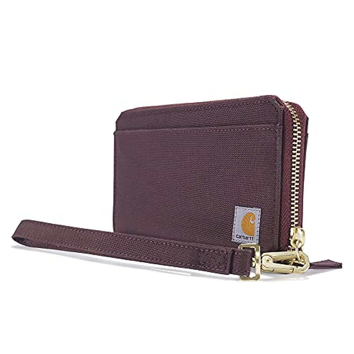 Carhartt Rugged Canvas Wallets for Women, Available in Multiple Styles & Colors, Nylon Duck Lay-Flat Clutch (Deep Wine), One Size