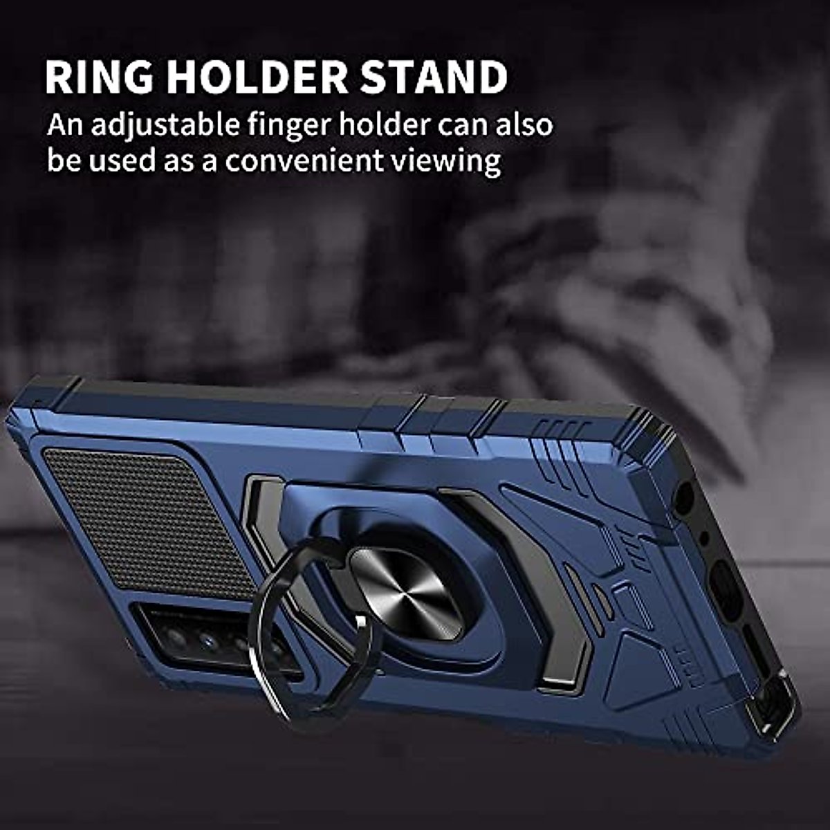 for TCL Stylus 5G Case with Tempered Glass Screen Protector, Heavy Duty Protection Technology Built-in Kickstand Rugged Shockproof Protective Phone Case for TCL Stylus 5G,(Blue)