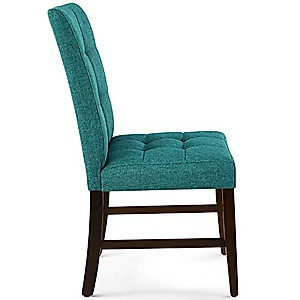 Modway Promulgate Biscuit Tufted Upholstered Fabric Dining Side Chair, Set of 2, Teal