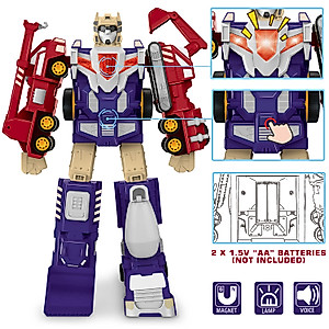 Bakatatoyz 5 in 1 Transform Robot Toy Car, Construction Toy for Boy Toddler Kid, 5 Pull Back Truck Assemble Into Robot Action Figure with Light & Sound, Magnetic Take Apart STEM Toys Birthday Gift