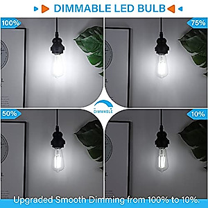 MAXvolador Vintage LED Edison Bulb Dimmable 60W Equivalent 850 Lumens, 6W Edison Light Bulbs Daylight White 5000K, Antique ST58 LED Filament Bulb E26 Base, CRI 85+, Clear Glass, Pack of 4