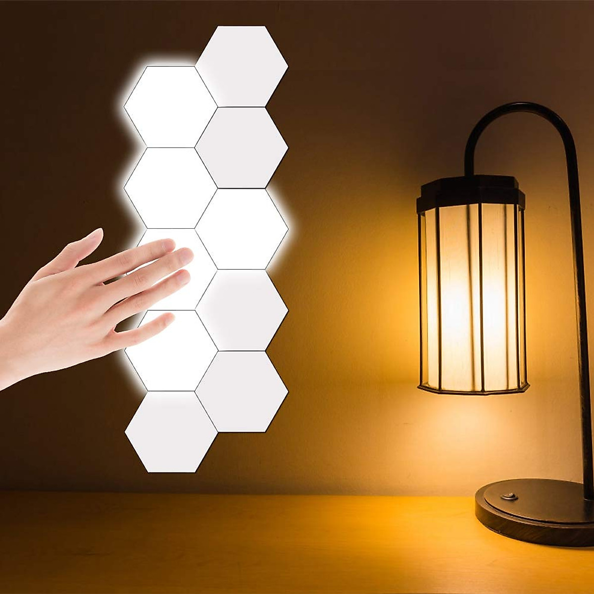 Hexagon Lights, Hexagon Led Lights, Hex Lights for Wall Led Light Wall Panels for Living Room, Bedroom, Led Wall Decor, 100V-240V (5 Lights with Power Supply EU Plug)