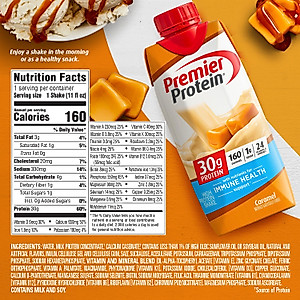 Premier Protein Protein Shake, Caramel, 30g Protein, 1g Sugar, 11 fl oz Pack of 12