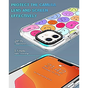 GULTMEE for iPhone 12 case & iPhone 12 Pro Case 6.1inch with 1 Screen Protector,Cute Rainbow Face Print Slim Design with Shockproof PC Bumper Protective Cover Clear Case for Women Girls Man