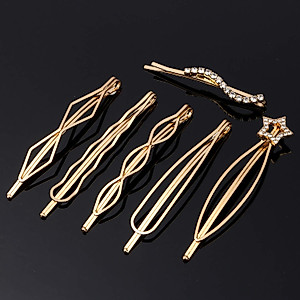 Folansy 20 Pieces Elegant Hair Barrettes Bridal Golden Metal Hair Clip Artificial Pearl Hair Pins and Clear Rhinestone Bobby Pin for Weddings Hair Accessories