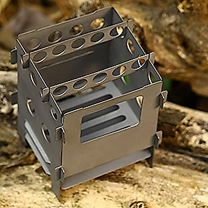 JAHH Simple Outdoor Camping Hiking Ultralight Titanium Wood Stove Multi-Fuels BBQ Stove