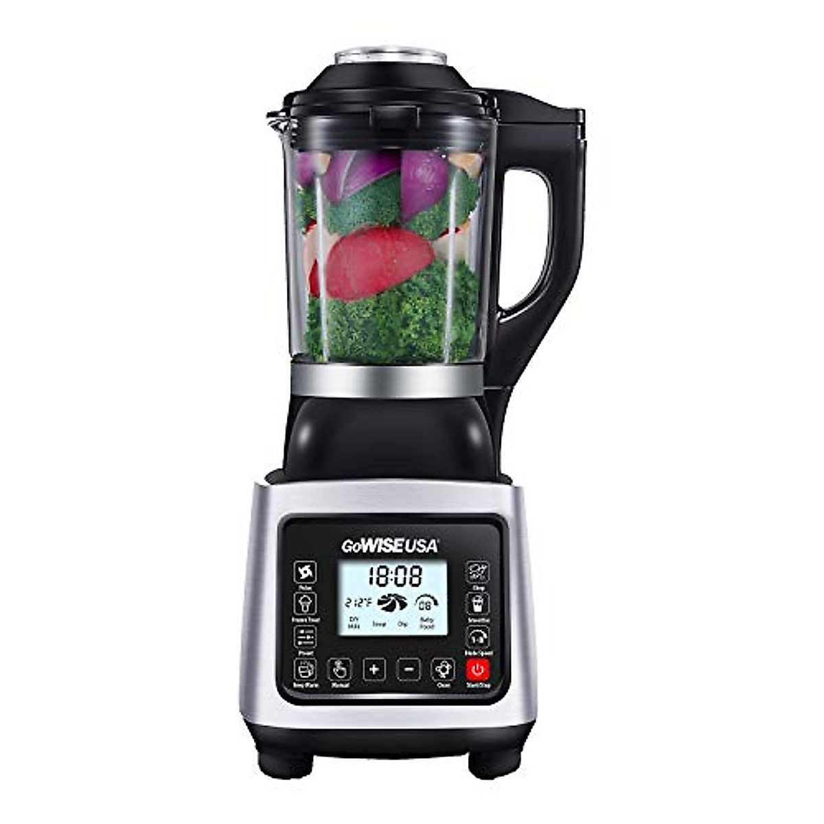 GoWISE USA GW22501 Premier High Performance Heating Blender with 6 Blending Presets and Recipe Book, Black