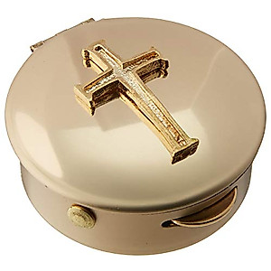 Cathedral Art Metal (Abbey & CA Gift) Polished Brass PYX with Cross/Pill/Keepsake Box